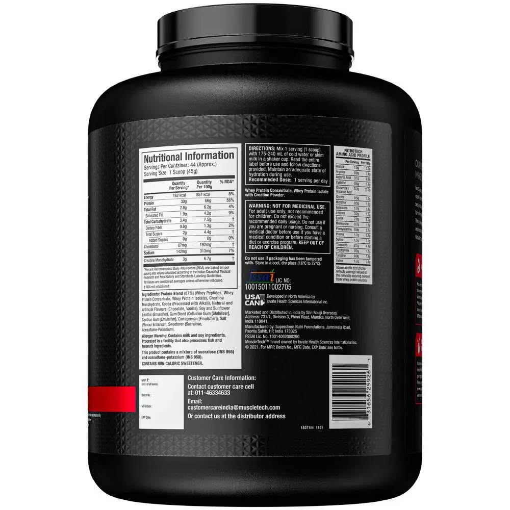 Muscletech Nitro Tech Whey Protein 2Lbs Vainilla - Fitsi!