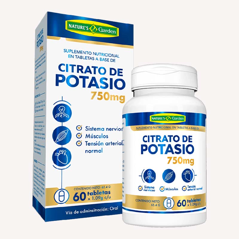 NATURES GARDEN CITRATO DE POTASIO 60CAPS - Fitsi!